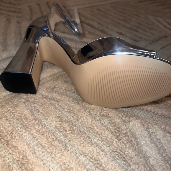 Nine West | Shoes | Never Worn Nine West Ankle Strap Silver Mirrored ...